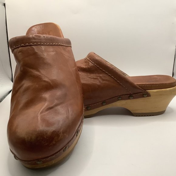 Frye | Shoes | Frye Clara Campus Brown Tan Leather Clog Mules | Poshmark